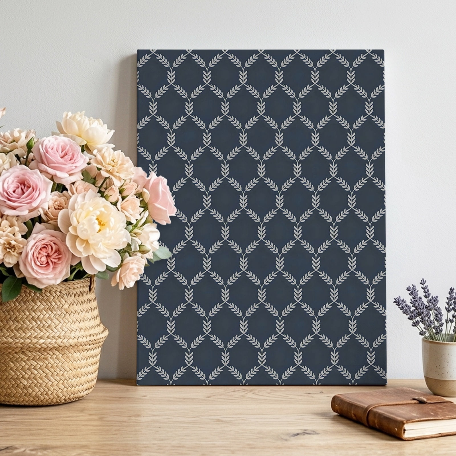 Beige Vine Trellis Canvas Wall Art for Living Room, Minimalist Leaf ...