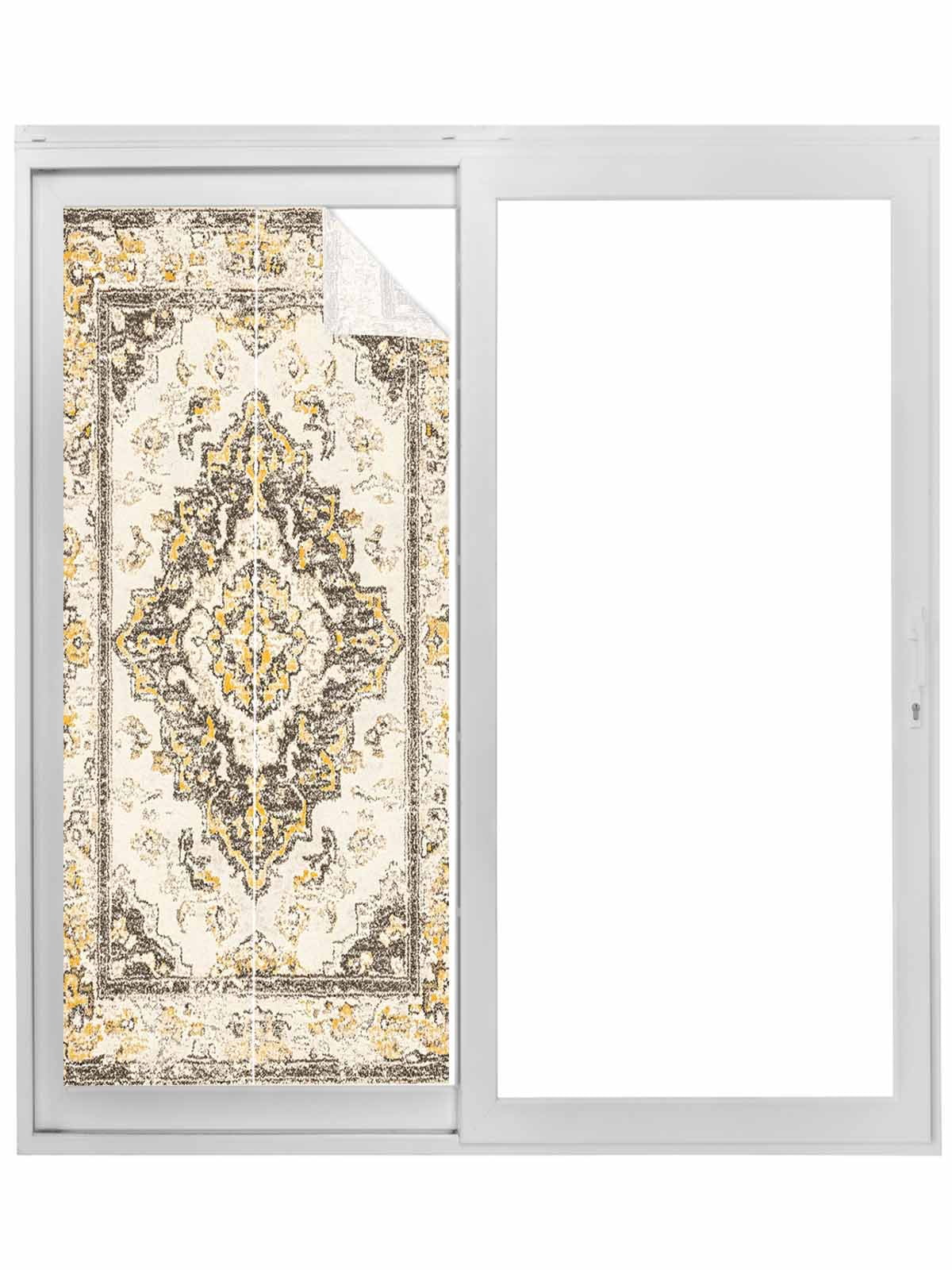 Beige Vintage Boho Window Privacy Film, Ethnic Tribal Geometric ...