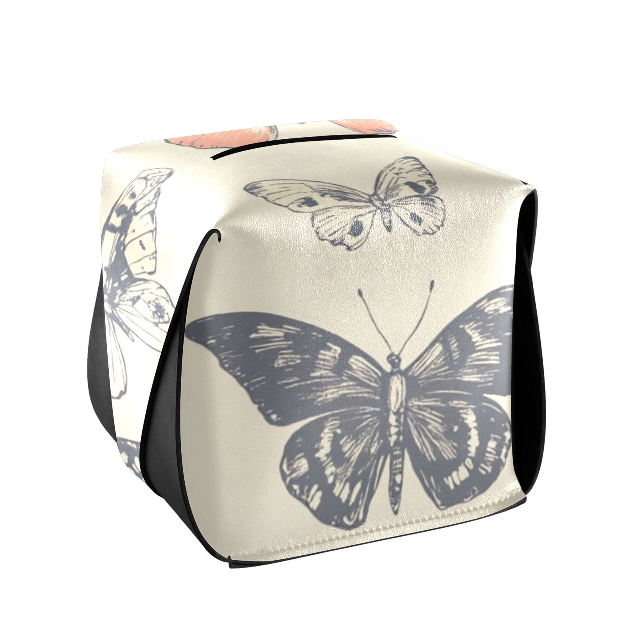 Beige Vintage Butterfly Tissue Box Cover Leather Square Rectangle ...