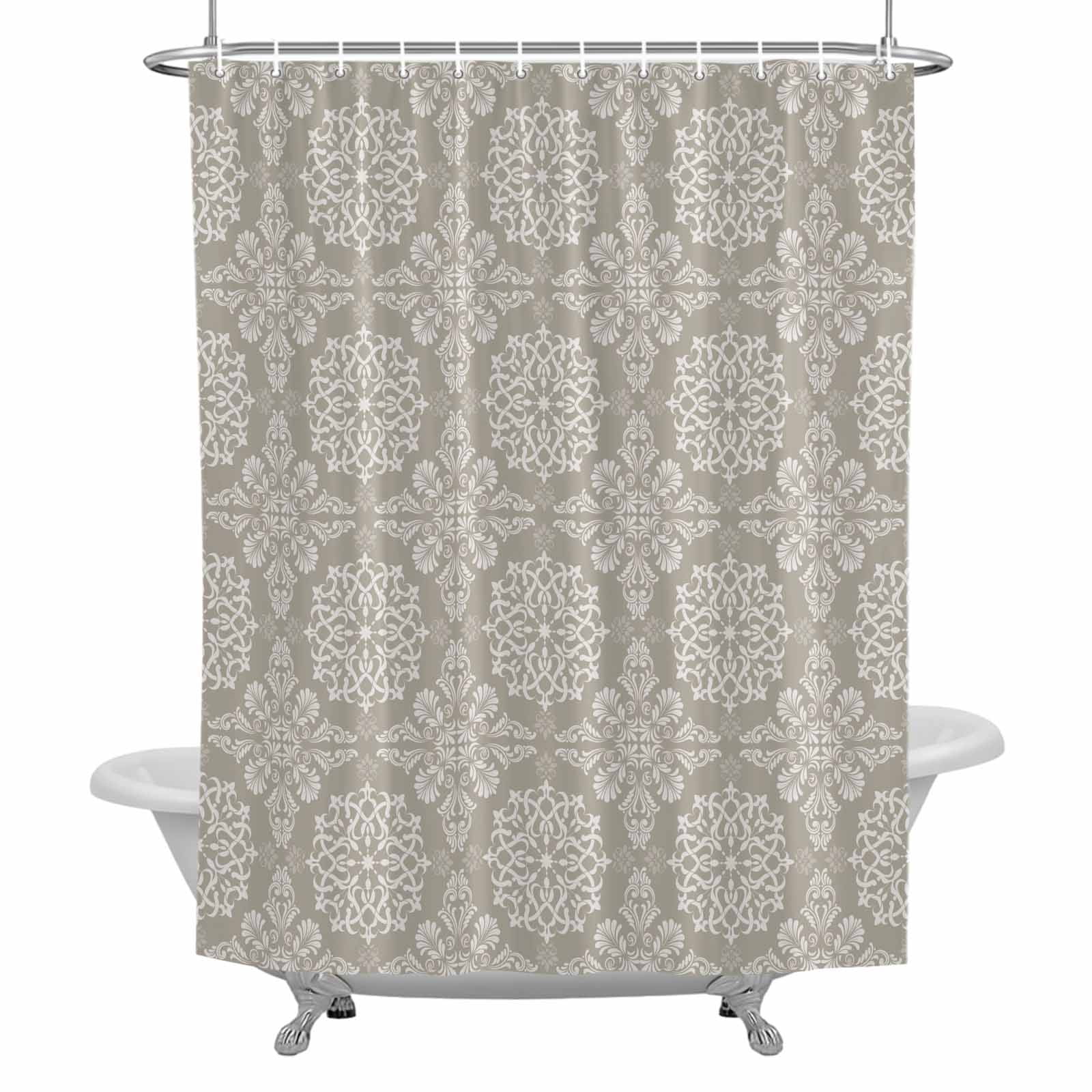 Beige Vintage Floral Shower Curtain for Bathroom, Country Retro Exotic ...