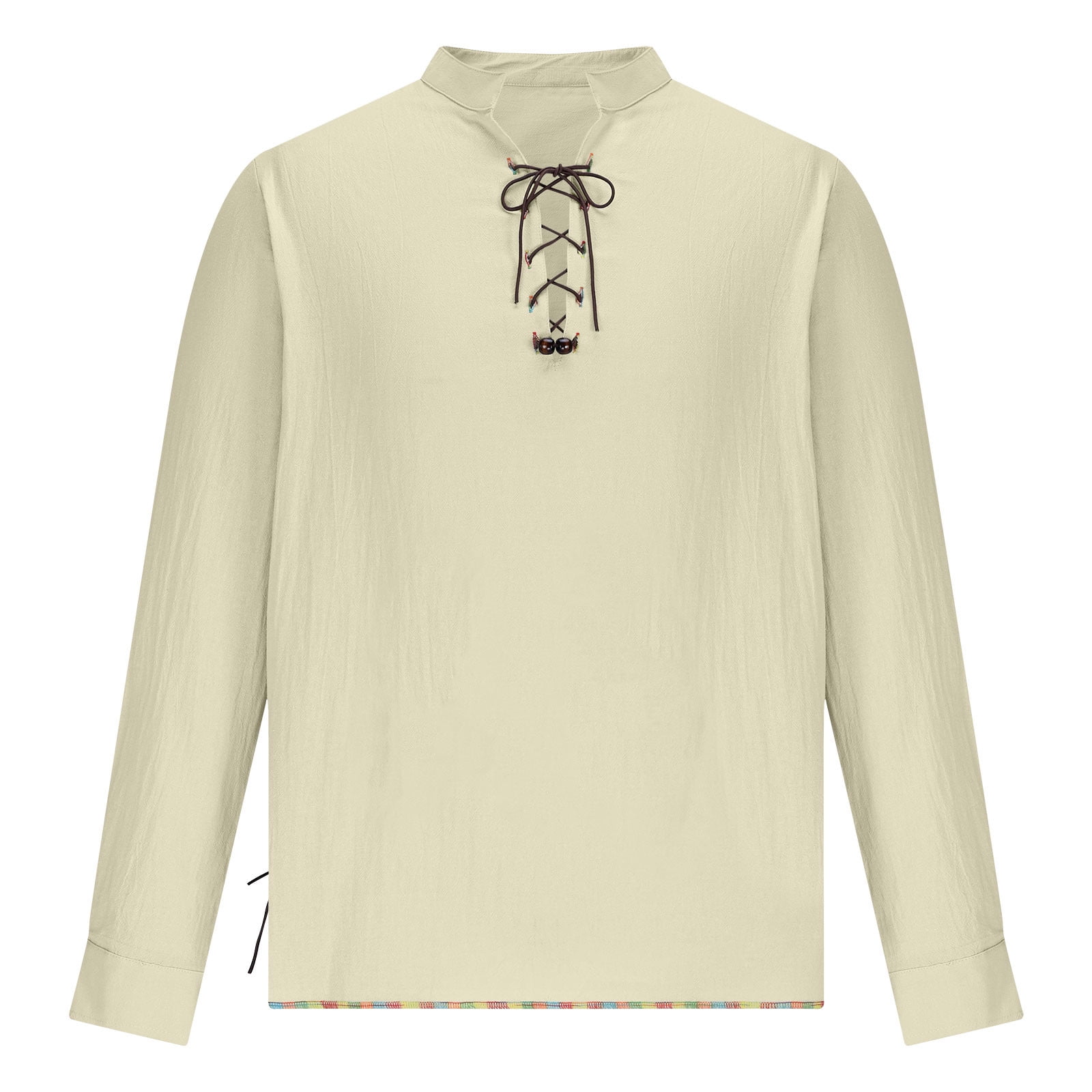 Beige Vintage Goth Grunge Pirate Cosplay Costumes Lounge Tee Shirts for ...