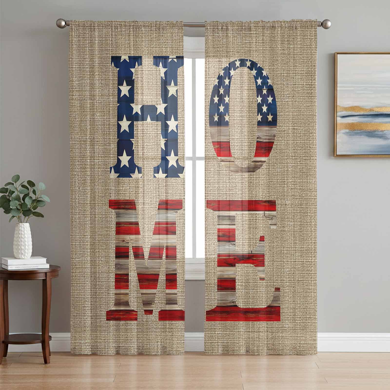 Beige Vintage Sheer Curtains 72 Inch Length 2 Panels Set Window ...