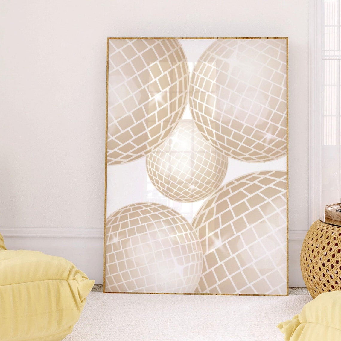 Beige Wall Art Disco Wall Art Trendy Preppy Poster College Dorm Room ...