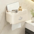 Beige Waterproof Toilet Paper Holder - No Drill Wall Mounted Box ...