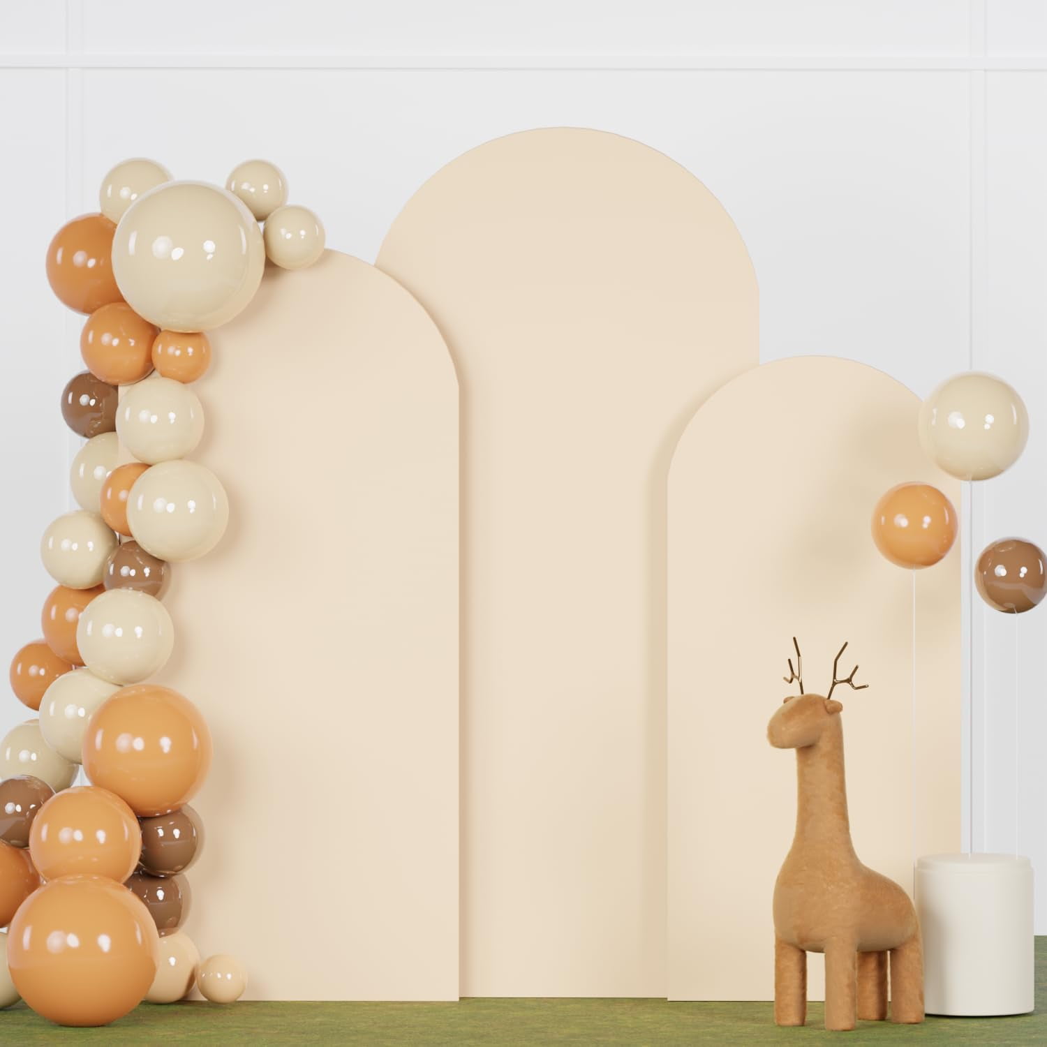 Beige Wedding Arch Cover for 5ft 6ft 7ft Spandex Arch Backdrop Set of 3 ...