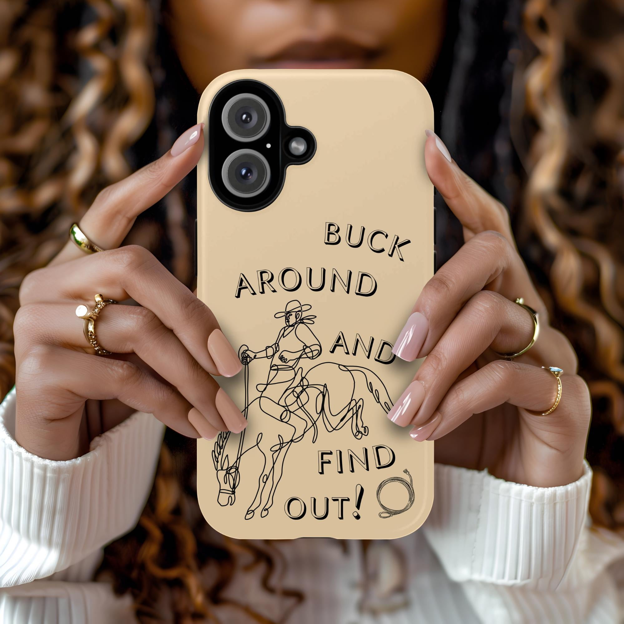 Beige Western Cowboy Buck Around Case for iPhone 17 11 12 13 14 15 16 ...