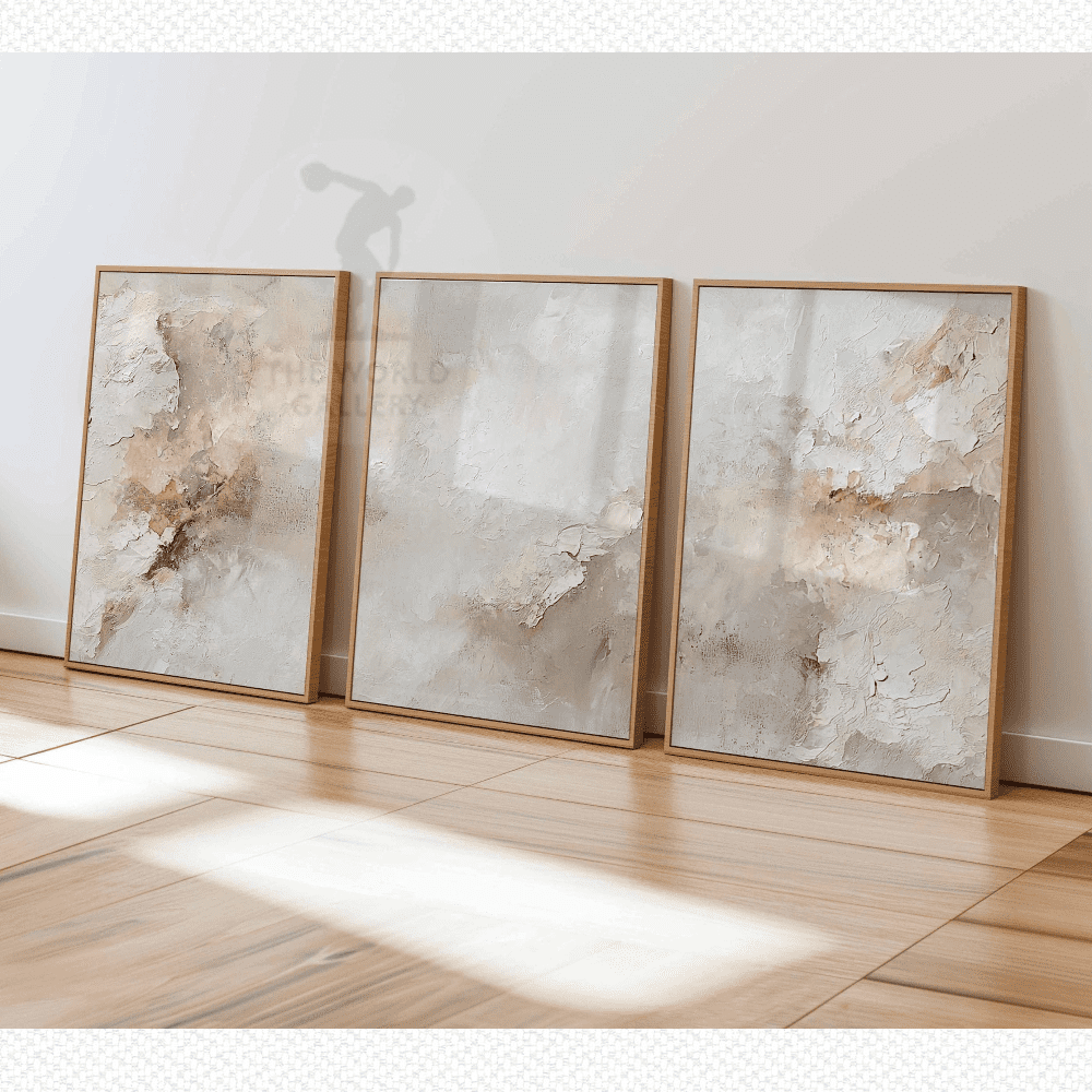 Beige White Abstract Minimalist Bedroom Living Room Poster Prints ...