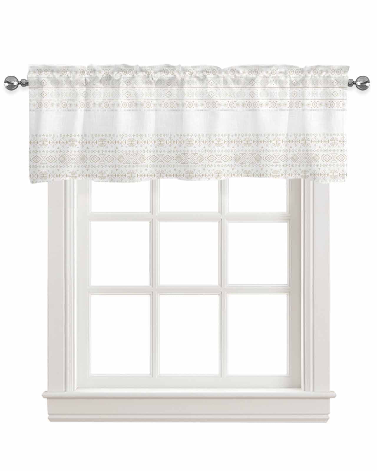 Beige White Boho Kitchen Valances for Windows Farmhouse Linen Window ...