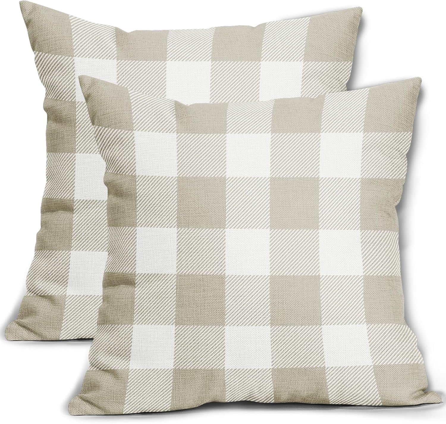 Beige and White Buffalo Plaid Pillow Covers 16x16 Set of 2 Check ...