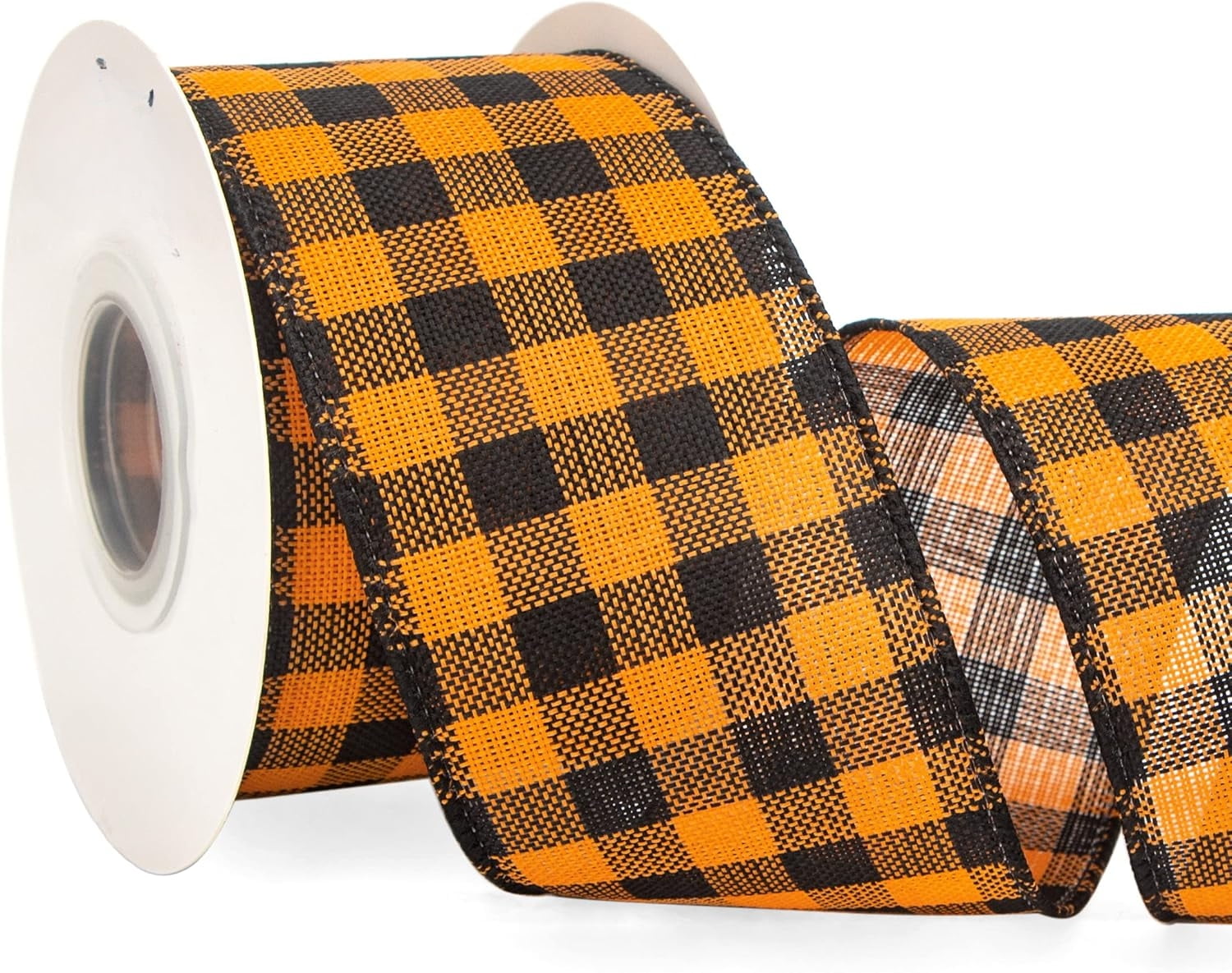 Beige and White Check Wired Ribbon, 2-1/2 Inch x 10 Yard,Rustic Plaid ...
