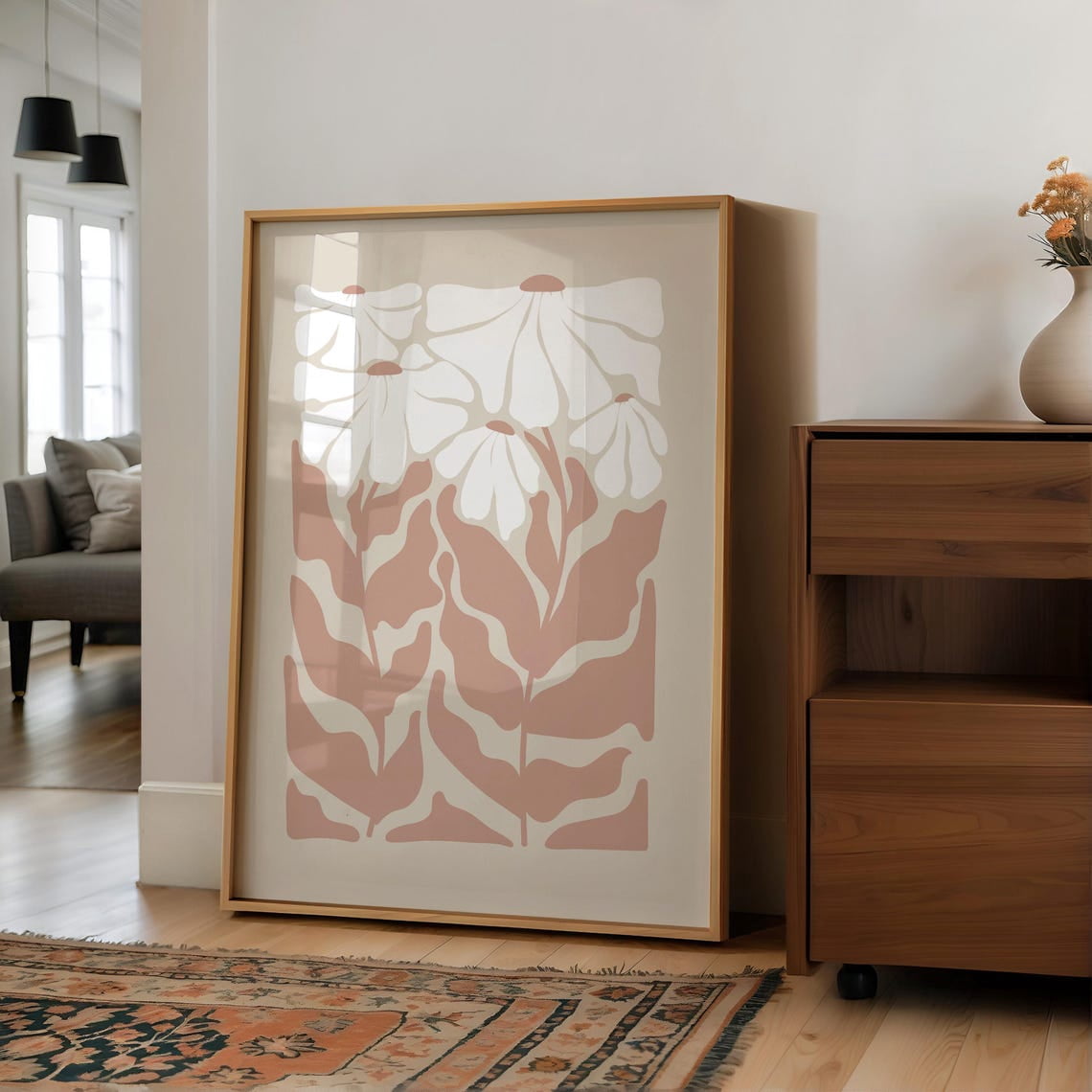 Beige White Floral Wall Art Retro Botanical Decor Poster - Walmart.com