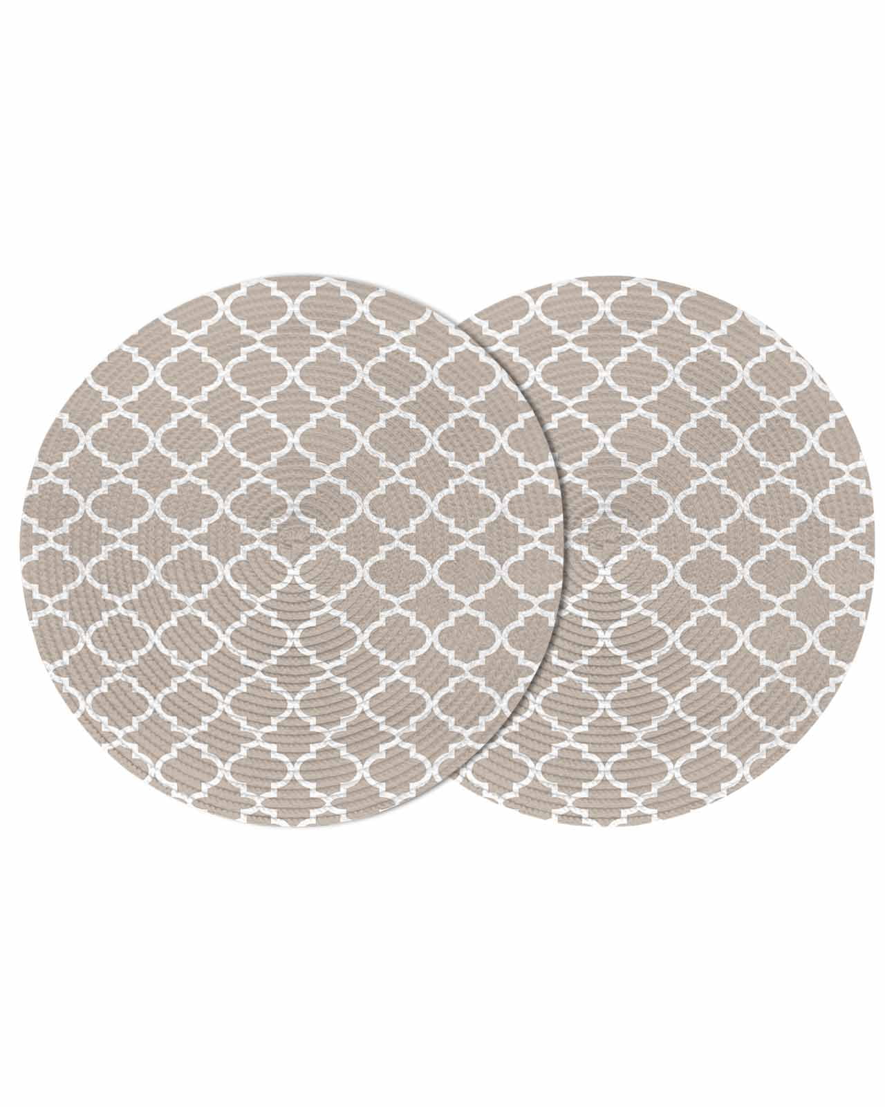 Beige White Geometric Round Table Placemats set of 2, Minimalist ...