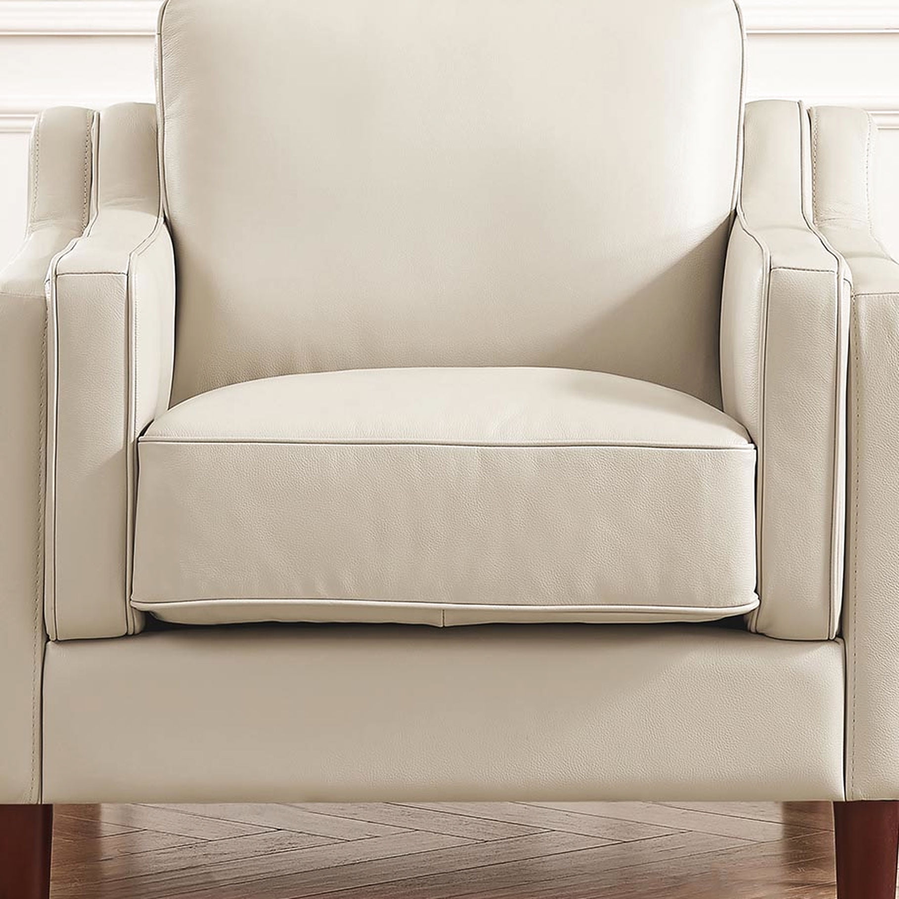 Beige+White Leather Chair Design - Durable Eucalyptus Frame and No ...