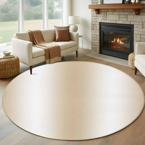 Beige White Ombre 8ft Round Rug, Abstract Art Modern Cream Gradient Non ...