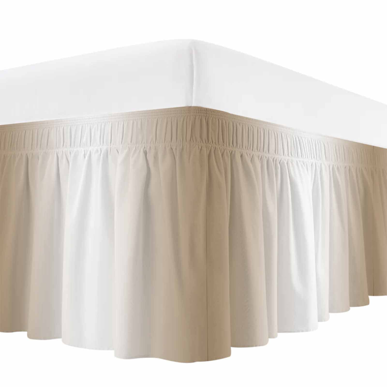 Beige White Ombre Bed Skirt Queen Size, Modern Gradient Abstract Art ...