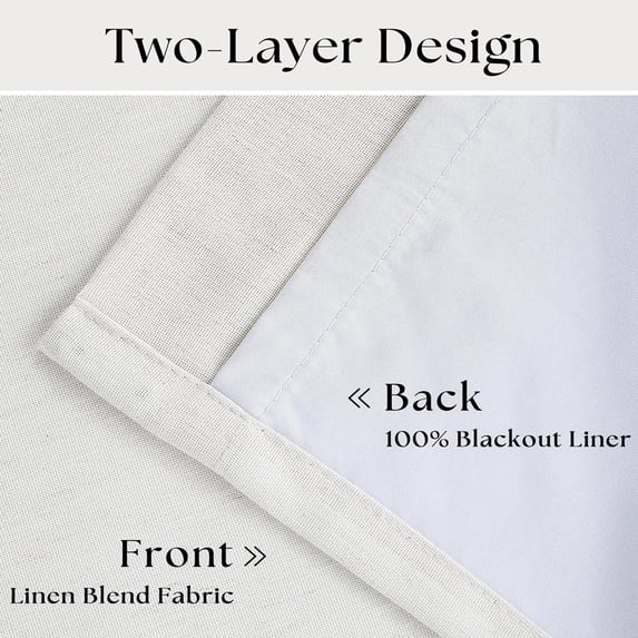 Beige White Pinch Pleated Full Blackout Curtains 2 Panels Set Linen ...