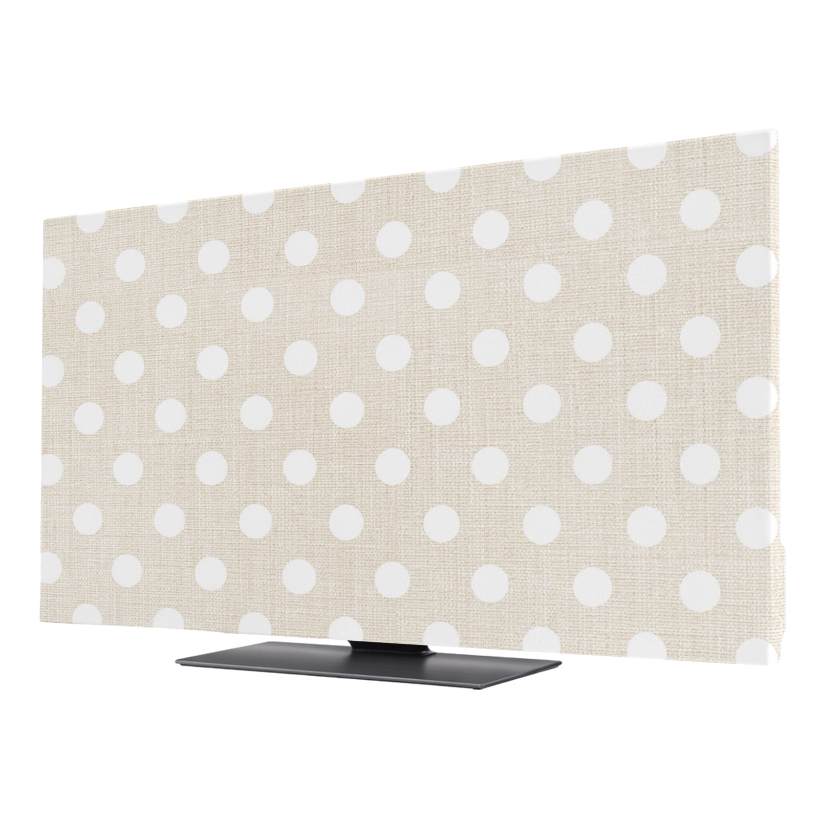 Beige White Polka Dots TV Cover for 65 Inch Screen, Stretch Fabric ...