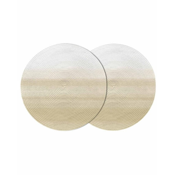 Beige White Round Table Placemats set of 2, Abstract Brush Stroke ...