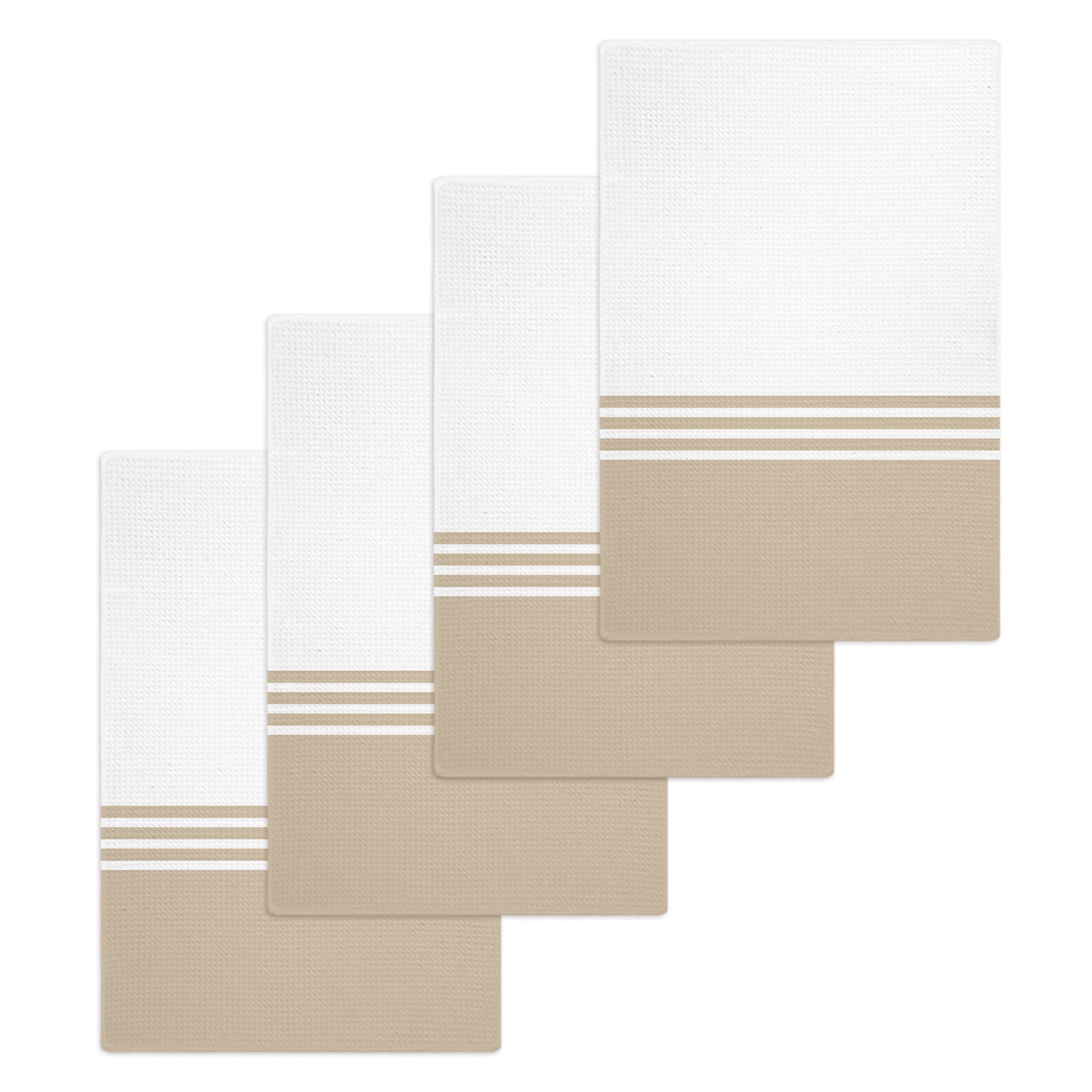 Beige White Striped Kitchen Dish Towels for Drying Dishes Set of 4 ...