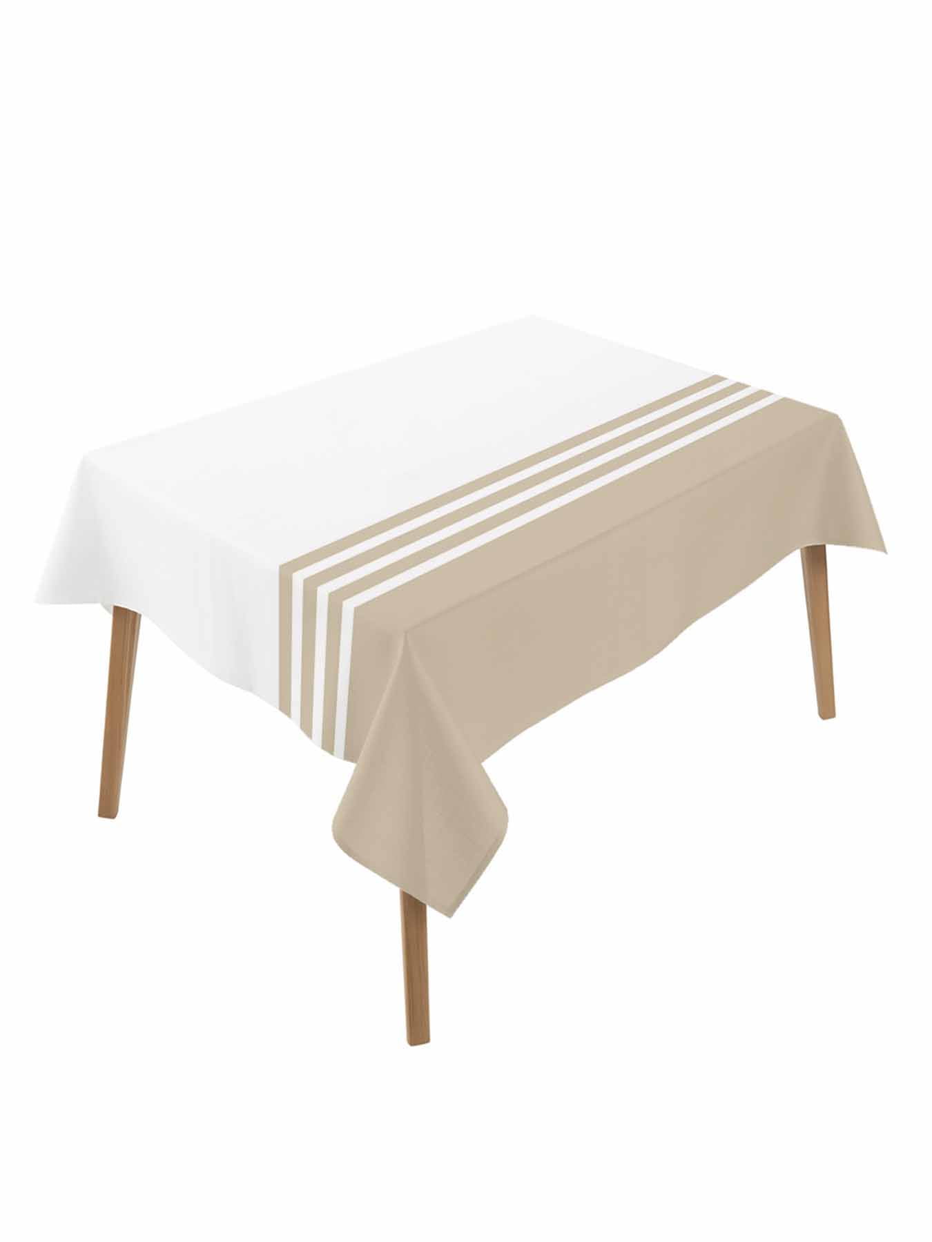 Beige White Striped Table Cloth, Modern Abstract Art Aesthetics ...
