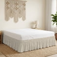 Beige White Stripes Bed Skirt California King Size 18 Inch Drop, Rustic ...