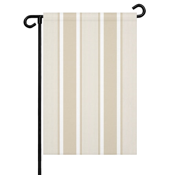 Beige White Stripes Garden Flag 28x40 Inch Lines Modern Vertical ...
