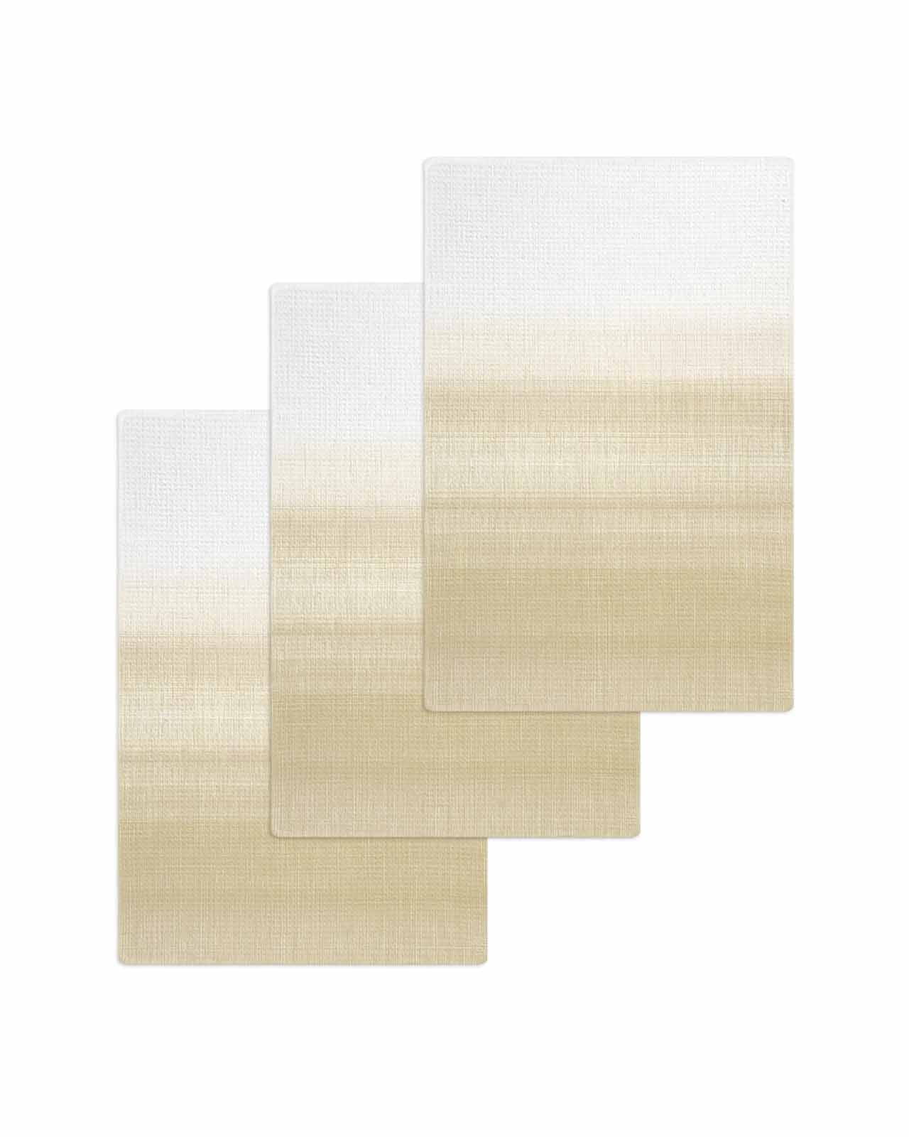 Beige White Stripes Kitchen Dish Towels for Drying Dishes Set of 3 ...