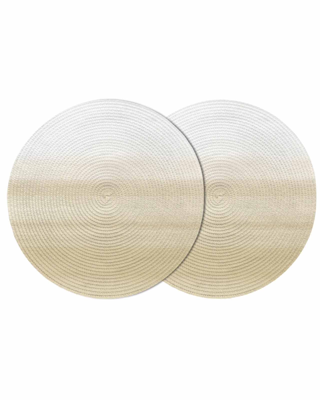 Beige White Stripes Round Placemats Set of 2 for Dinning Tables,Heat ...