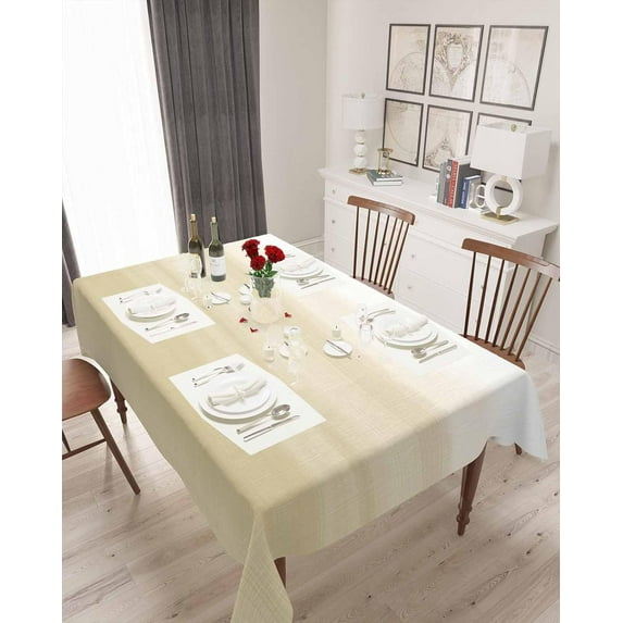 Beige White Stripes Table Cloth Waterproof Tablecloths, Farmhouse ...