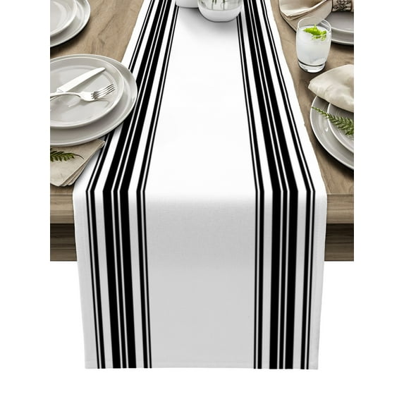 Beige White Stripes Table Runner ration Home r Dinner Table ration ...