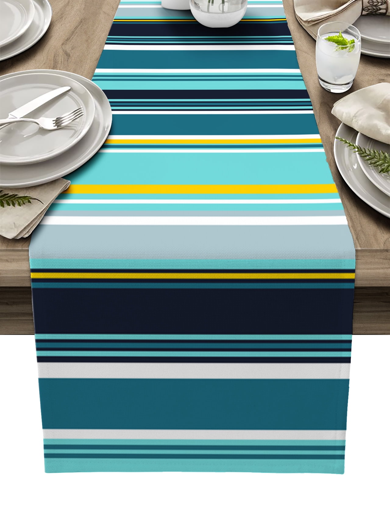 Beige White Stripes Table Runner ration Home r Dinner Table ration ...