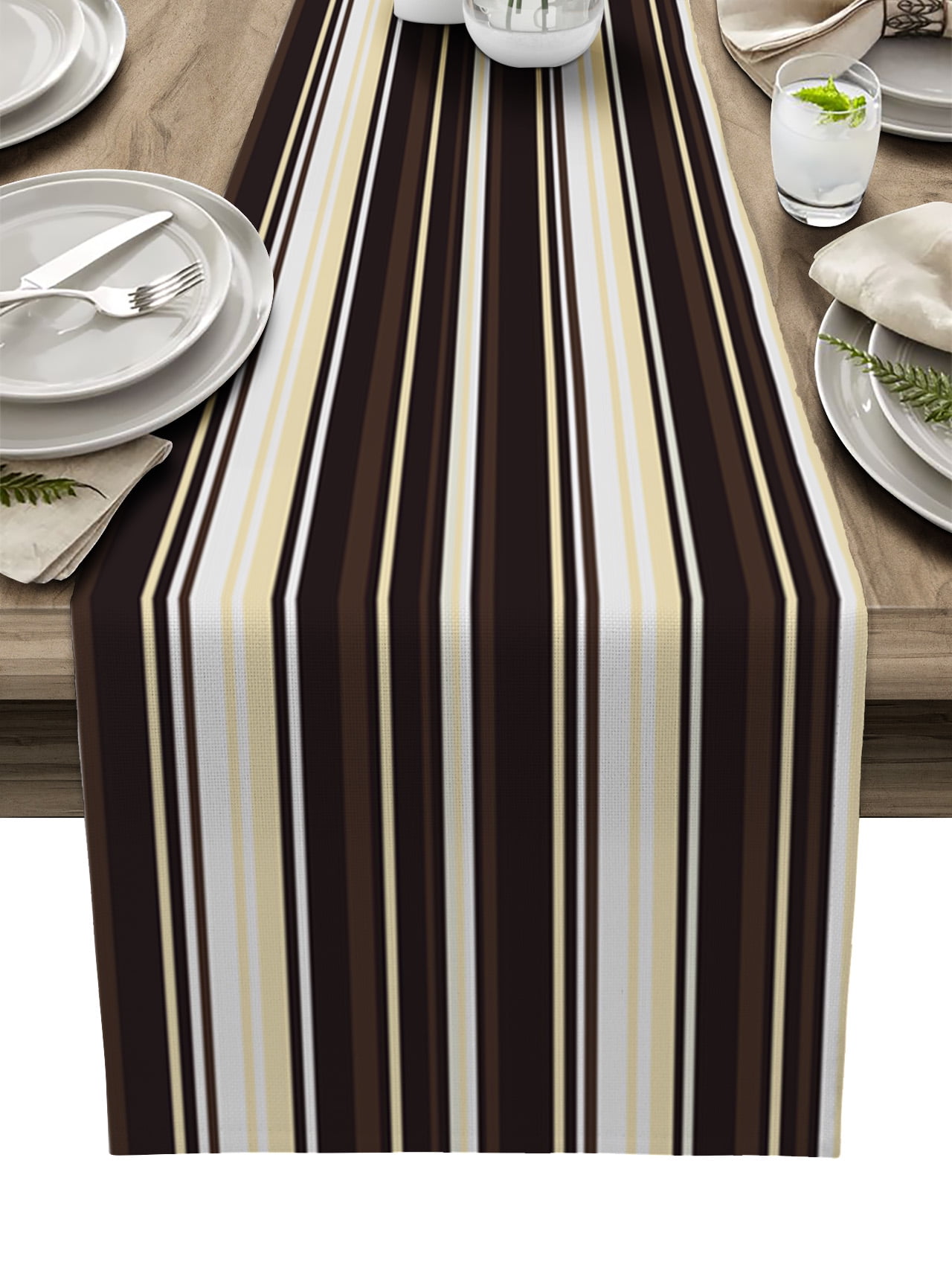 Beige White Stripes Table Runner ration Home r Dinner Table ration ...