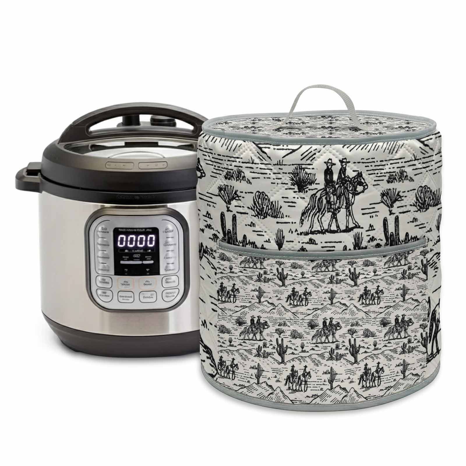 Beige White Western Cowboy Rice Cooker Cover 6 Quart Vintage Cactus ...
