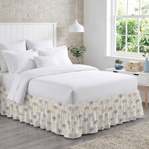 Beige Wildflowers Bed Skirt California King Size 18 Inch Drop, Country ...