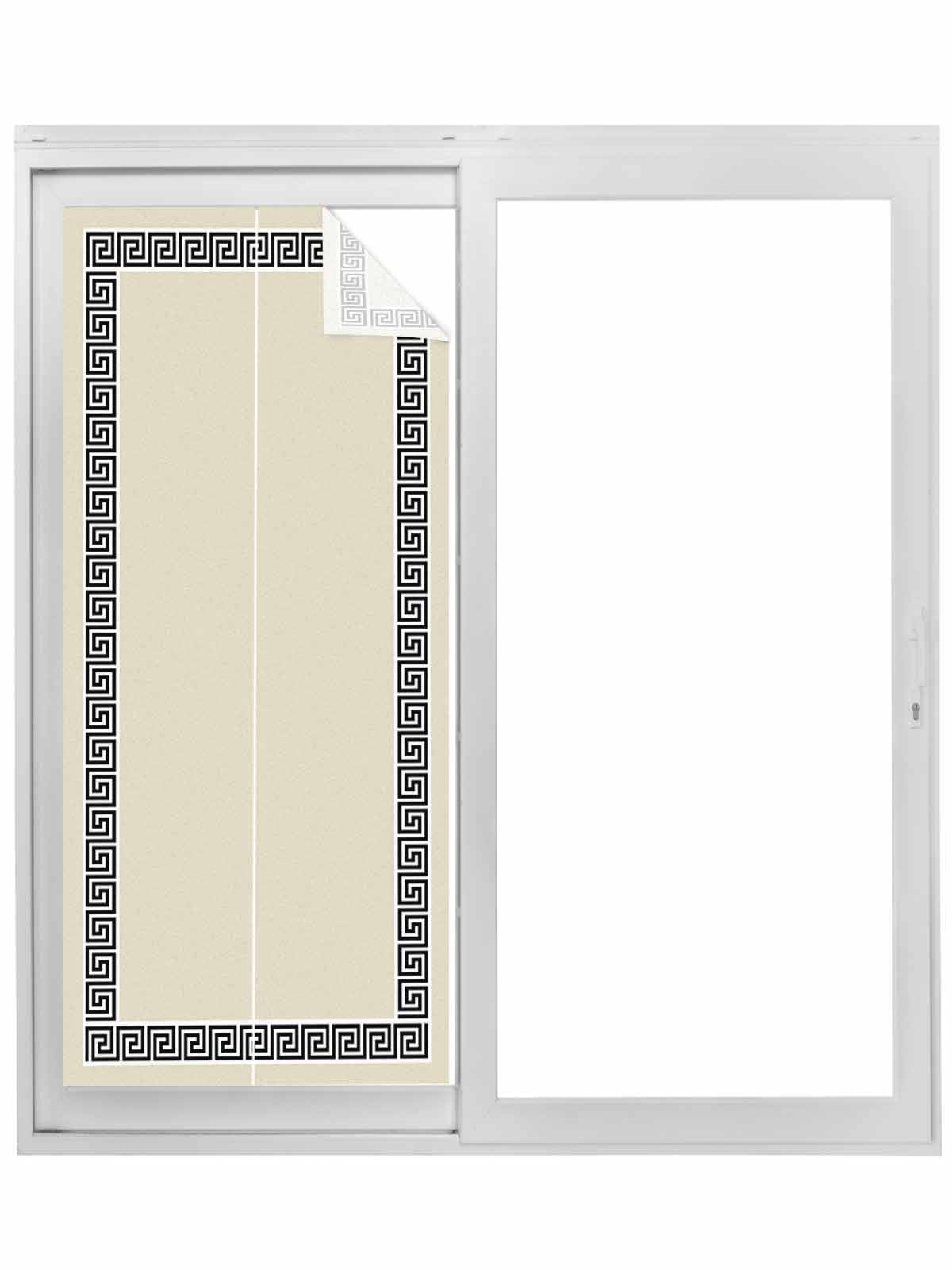 Beige Window Privacy Film, Black Modern Geometric Abstract Art ...