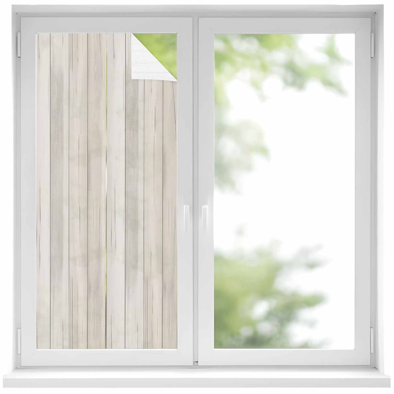 Beige Window Privacy Film, Farmhouse Simple Abstract Striped Wooden ...