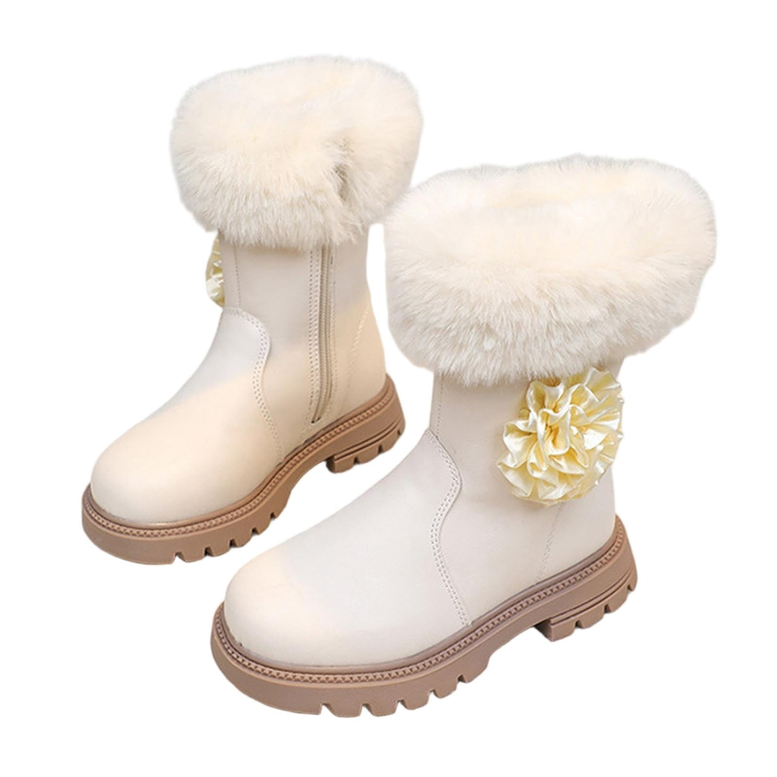 Beige Winter Faux Leather Boots For Little Girls Pull On Casual High ...
