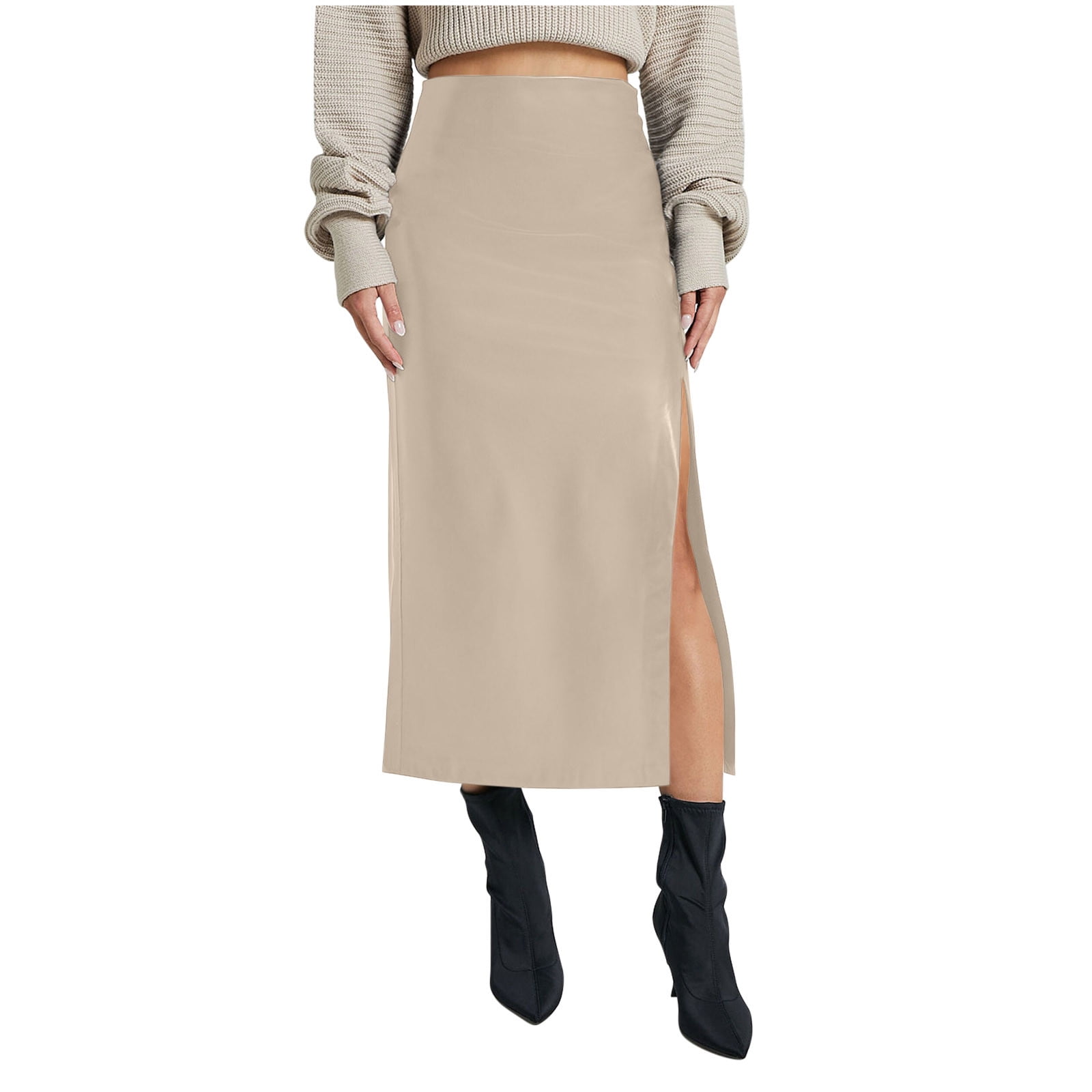 Beige Women Brunch Going Out Skorts for Women Maxi Long Midi Knee High ...