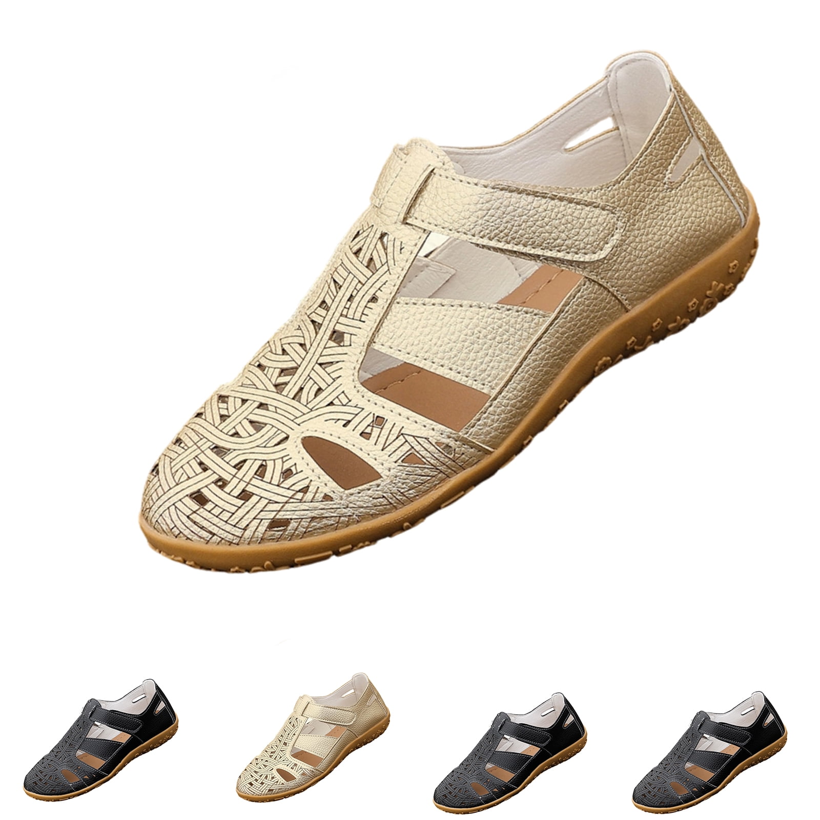 Beige Women Casual Shoes for Women, Comfortable Closed-Toe Flat Sandals ...