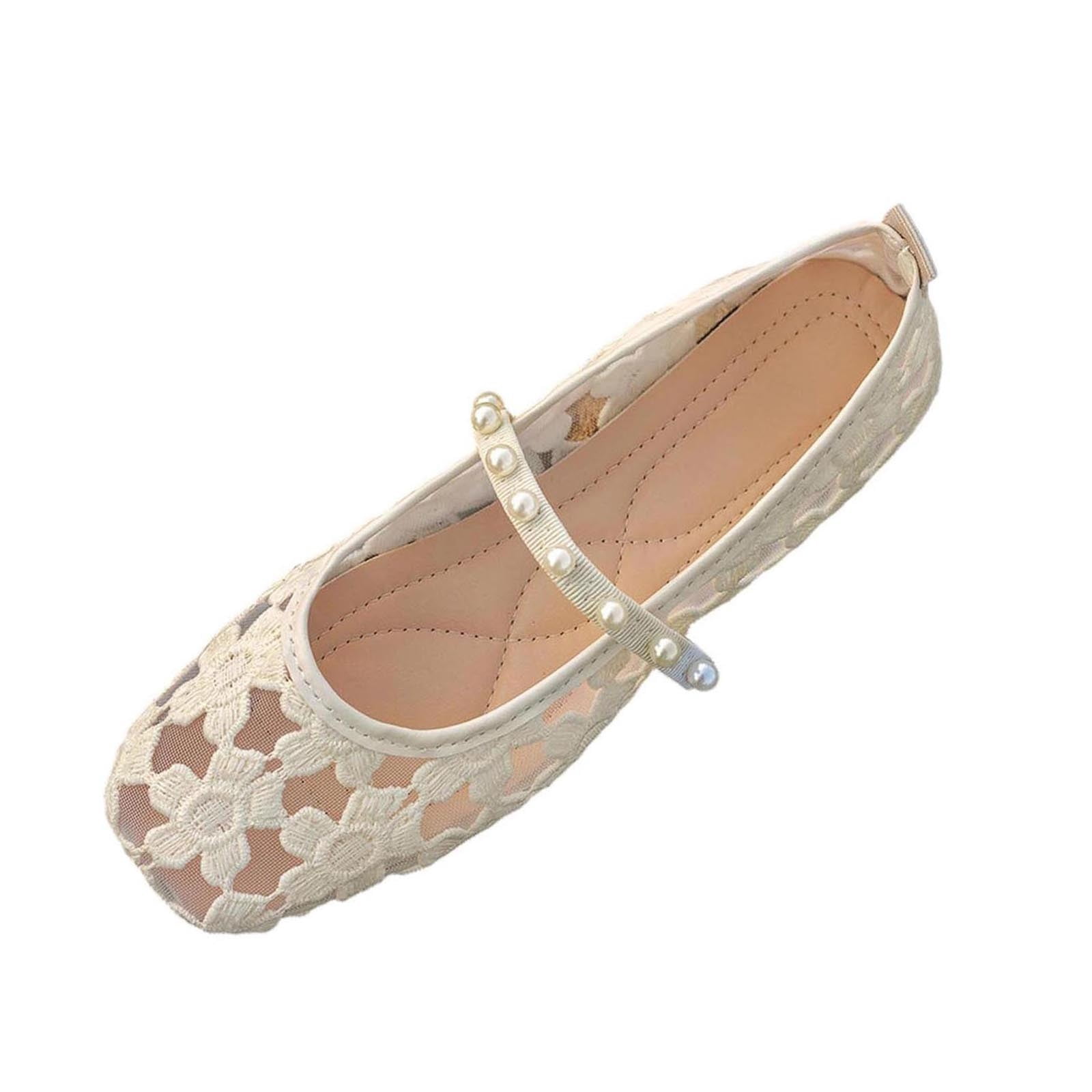 Beige Women Mesh Slip On Loafers Solid Color Flat Shoes 2026 Spring ...
