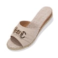 Beige Women'S Beach Outer Wear, Slippers Solid Color One Line Metal ...