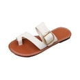 Beige Women'S Casual Plus Size Flat Solid Color Metal Buckle Shoes ...