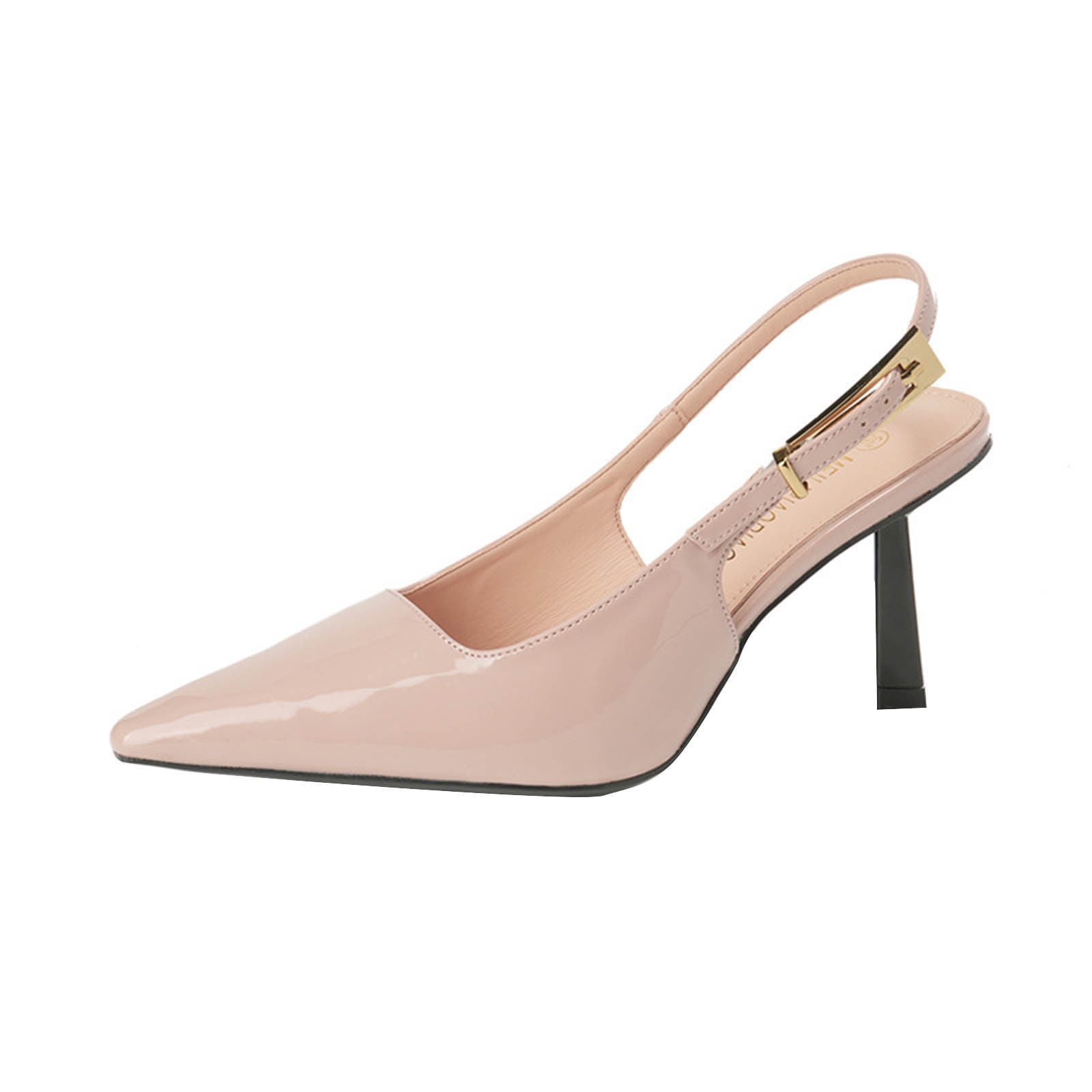 Beige Women'S Dressy Sandals With Patent Leather Finish, Thin Heel And ...