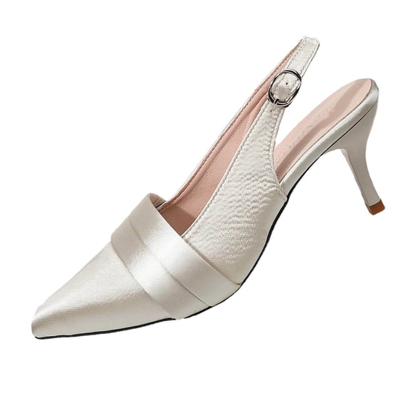 Beige Women'S High Heel Sandals Pointed Toe French Style Slender Heel ...