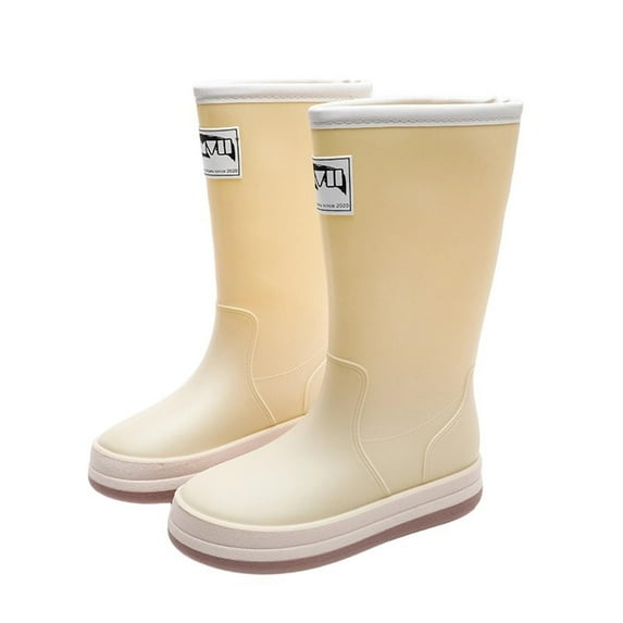 Beige Women'S Rain Boots Waterproof High-Top Non-Slip Sole Smooth-Edged ...