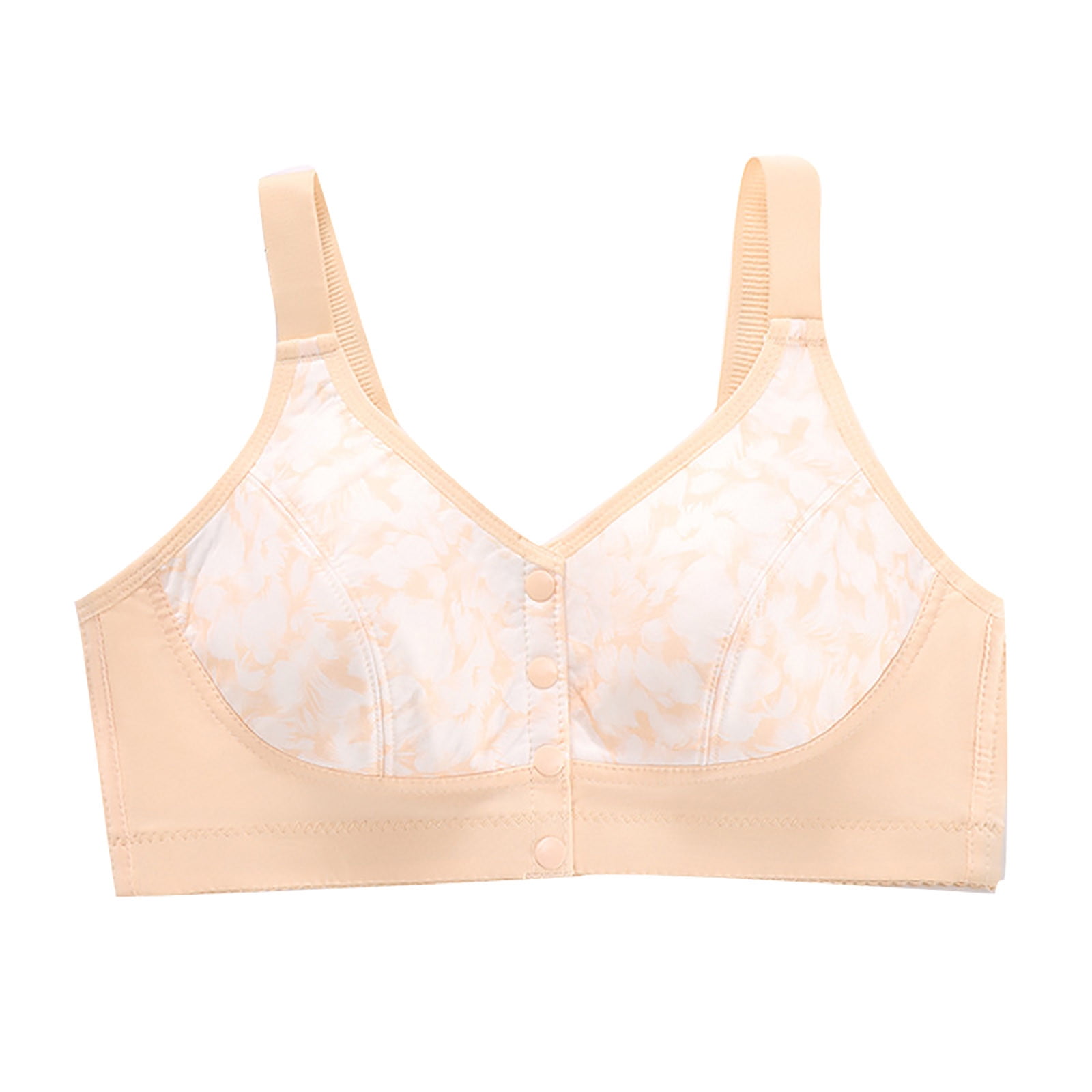 Beige Women Seamless No Underwire Graphic Loose Fit Oversized Bras for ...