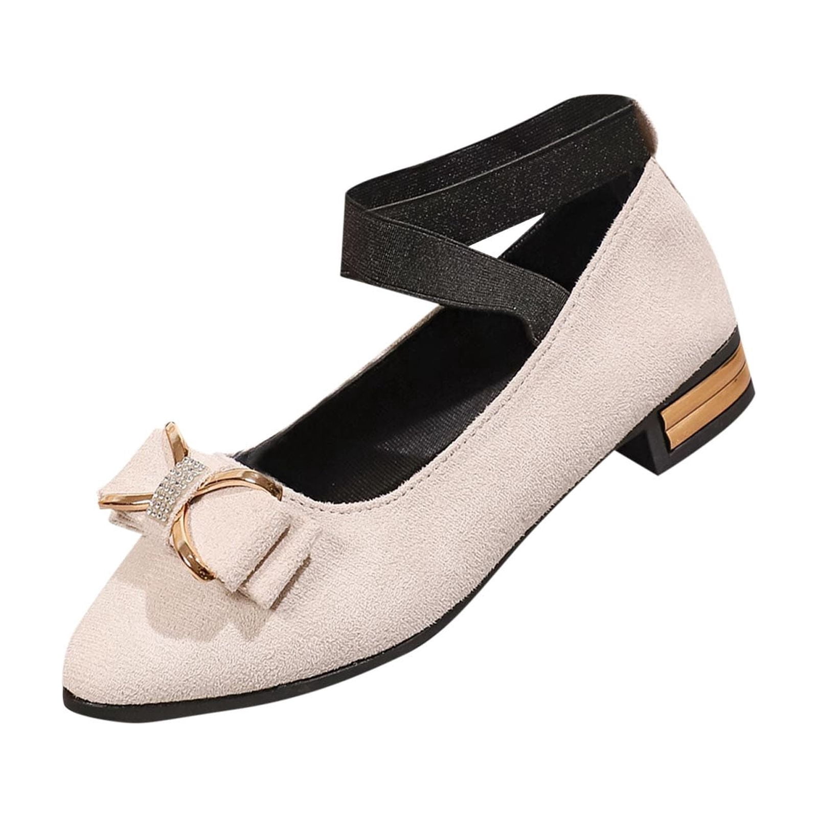 Beige Women Stylish Sandals Low Heel Suede Like Upper With Bow ...