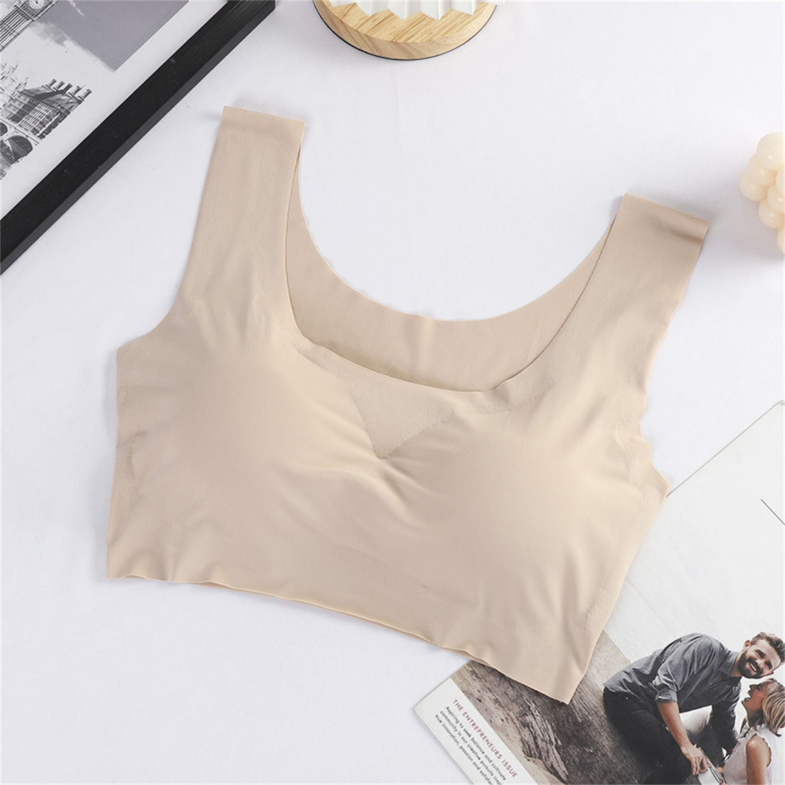 Beige Women's Bra, Seamless Bras For Women Ultra Thin Padded Comfort ...