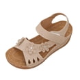 Beige Womens Chunky Platform Wedge Heel Sandals With Open Toe ...