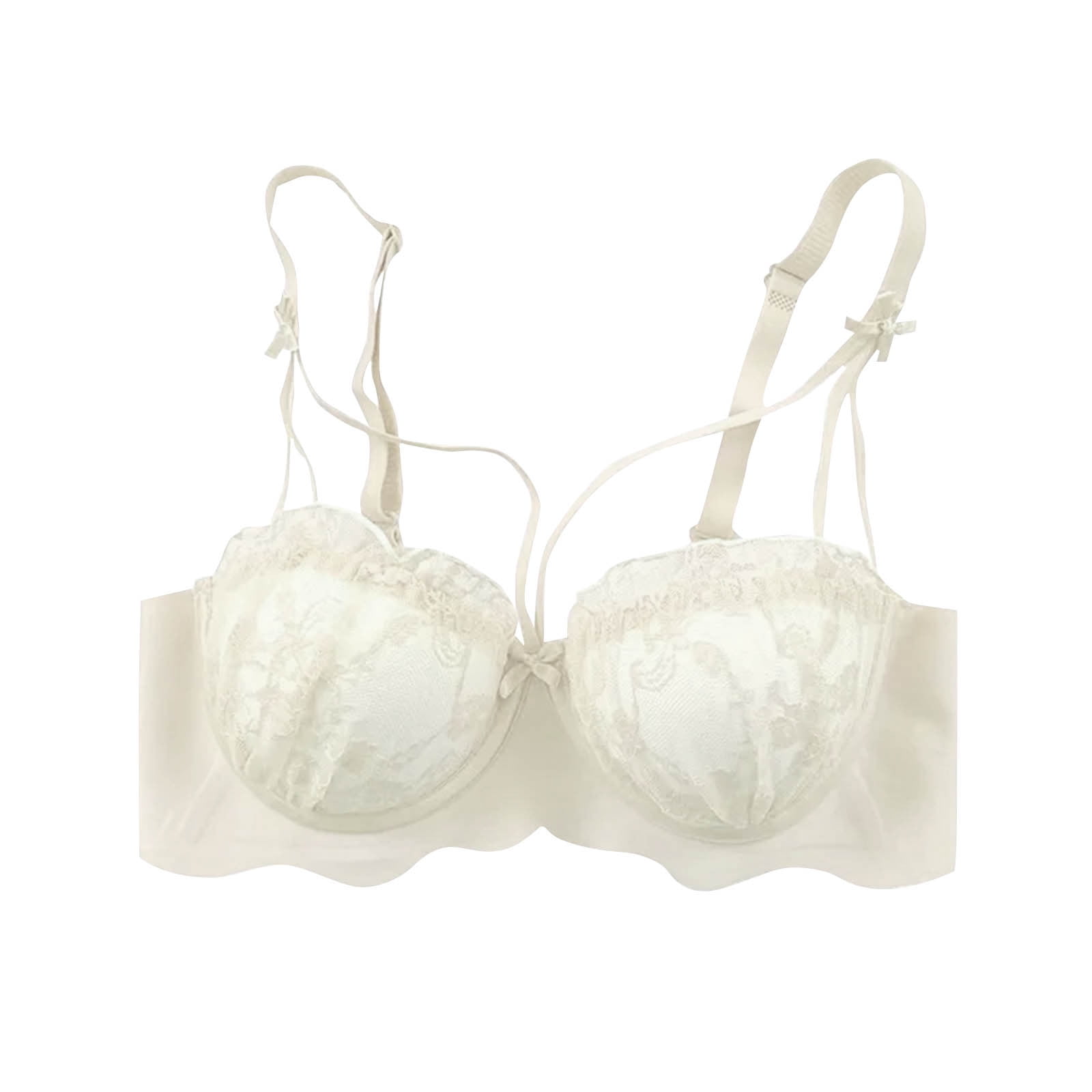 Beige Womens Embroidered Graphic Loose Fit Bras for Ladies Lace Spandex ...